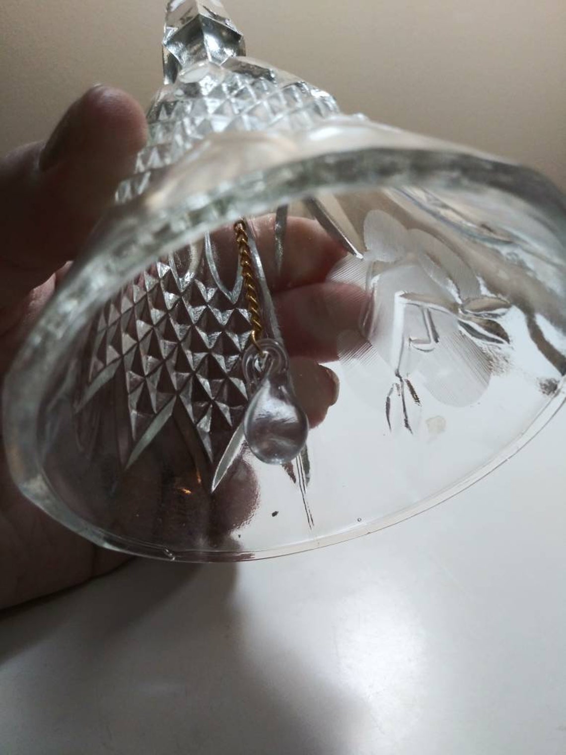 Vintage Crystal Glass Bell - Etsy