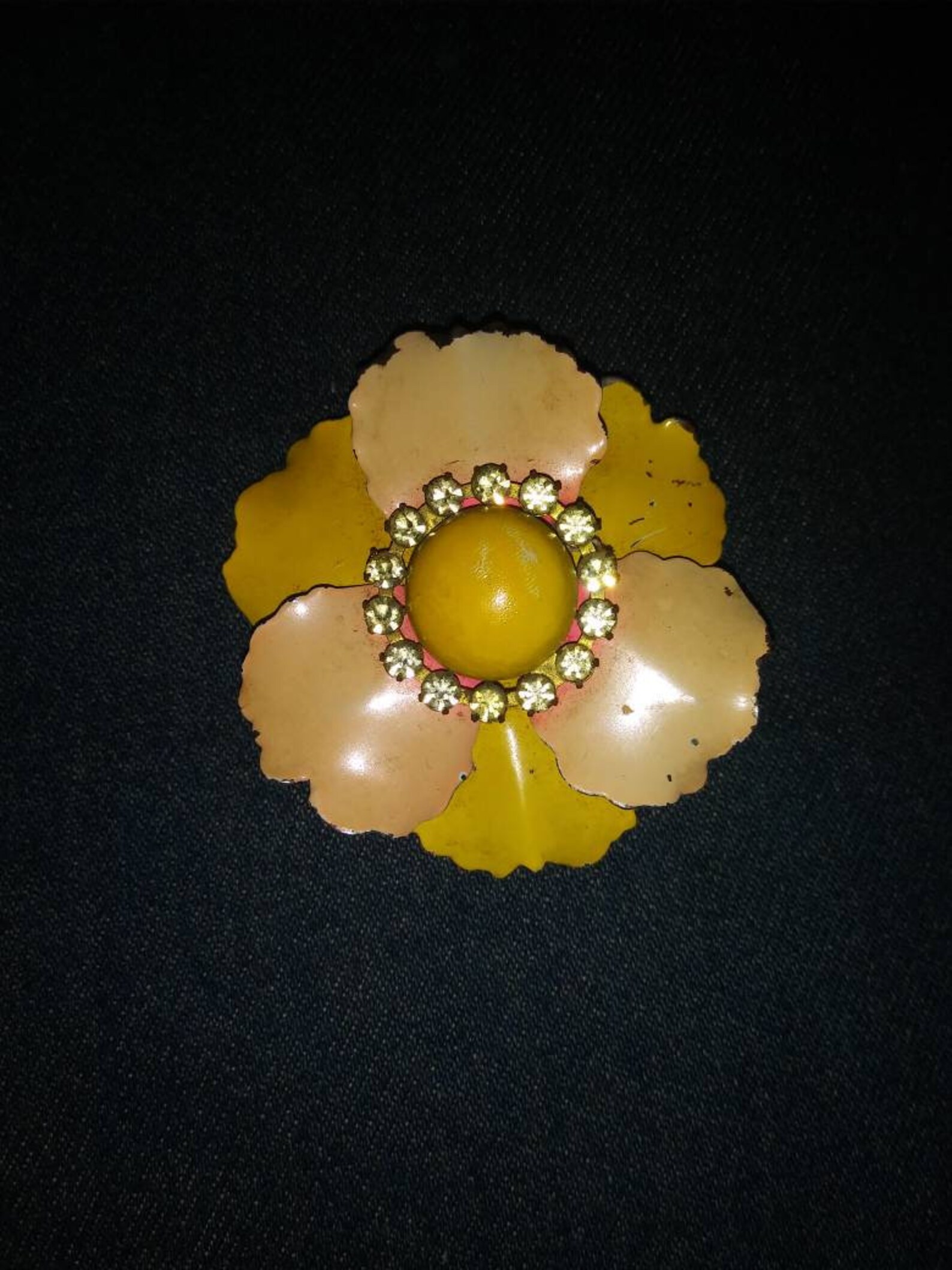 Vintage Yellow Flower Brooch - Etsy