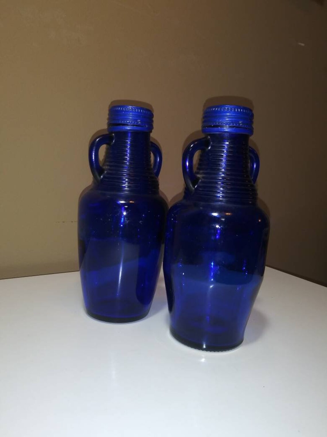 2 Vintage Blue Luna Cobalt Blue soda bottles 7 | Etsy