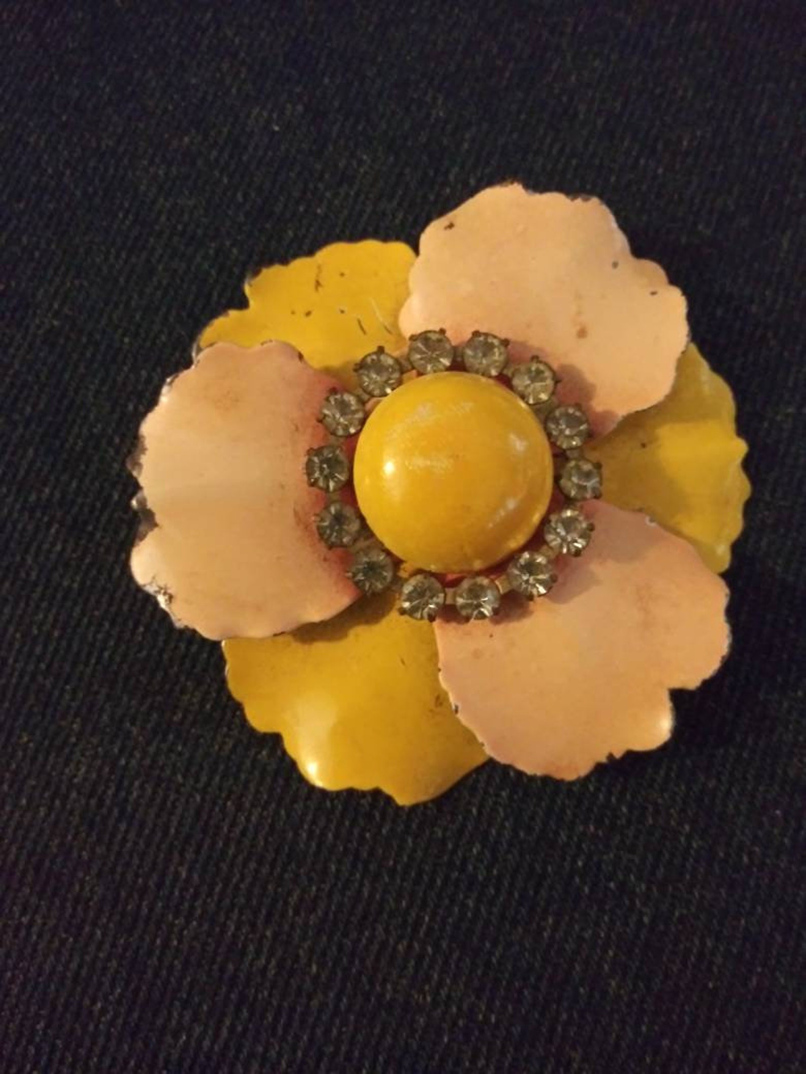 Vintage Yellow Flower Brooch - Etsy