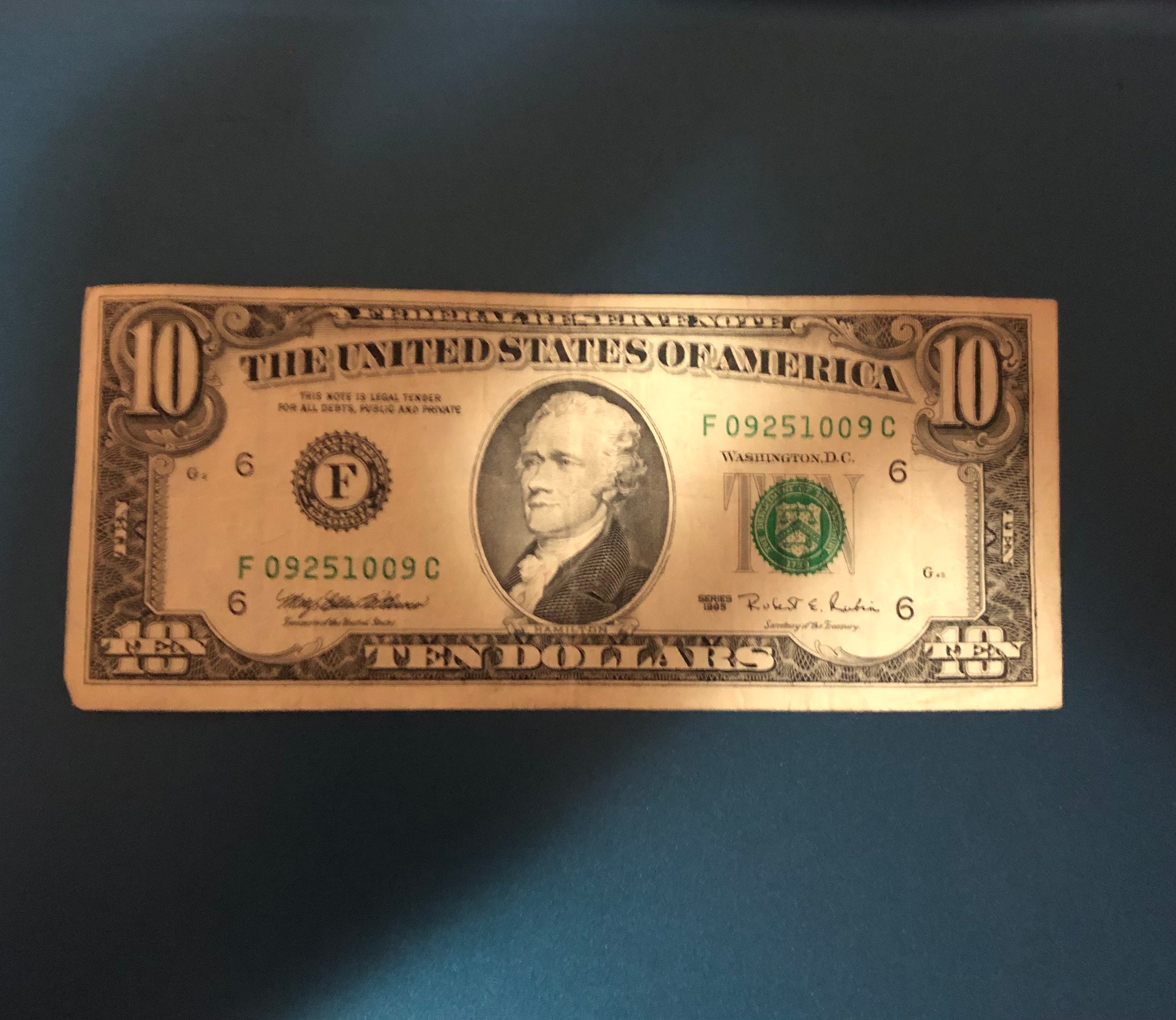 Vintage Ten Dollar Bill 1995 - Etsy