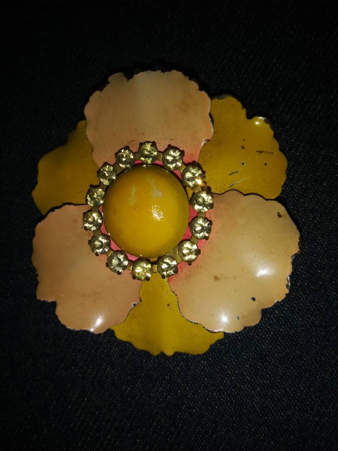 Vintage Yellow Flower Brooch - Etsy