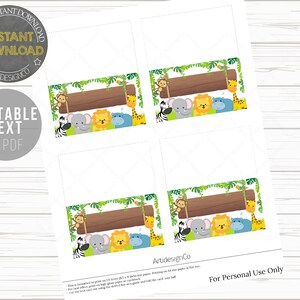 EDITABLE Safari Animals Tent Card | Jungle Animals Food Label | Party ...