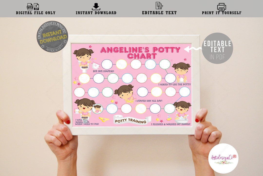 PRINTABLE Potty Training Reward Chart for Girls, Children Toilet ...