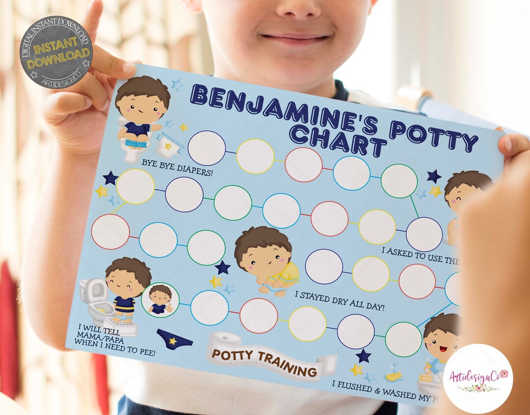 PRINTABLE Potty Training Reward Chart for Boys, Children Toilet ...