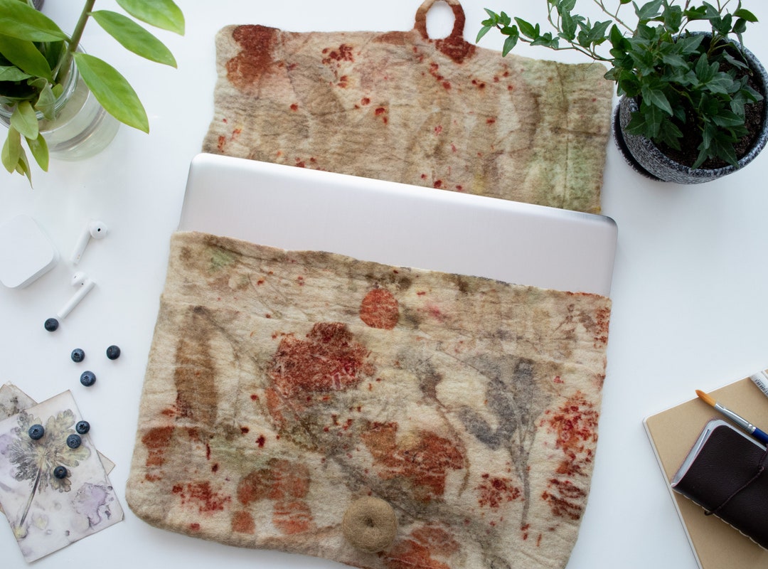 Laptop Case Sleeve Made From Felted Wool, Hand Dyed Laptop Sleeve, Boho ...