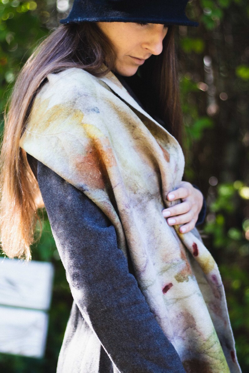 Felted Wool Scarf, All Natural Eco Printed Scarf, Naturally Dyed Unisex ...