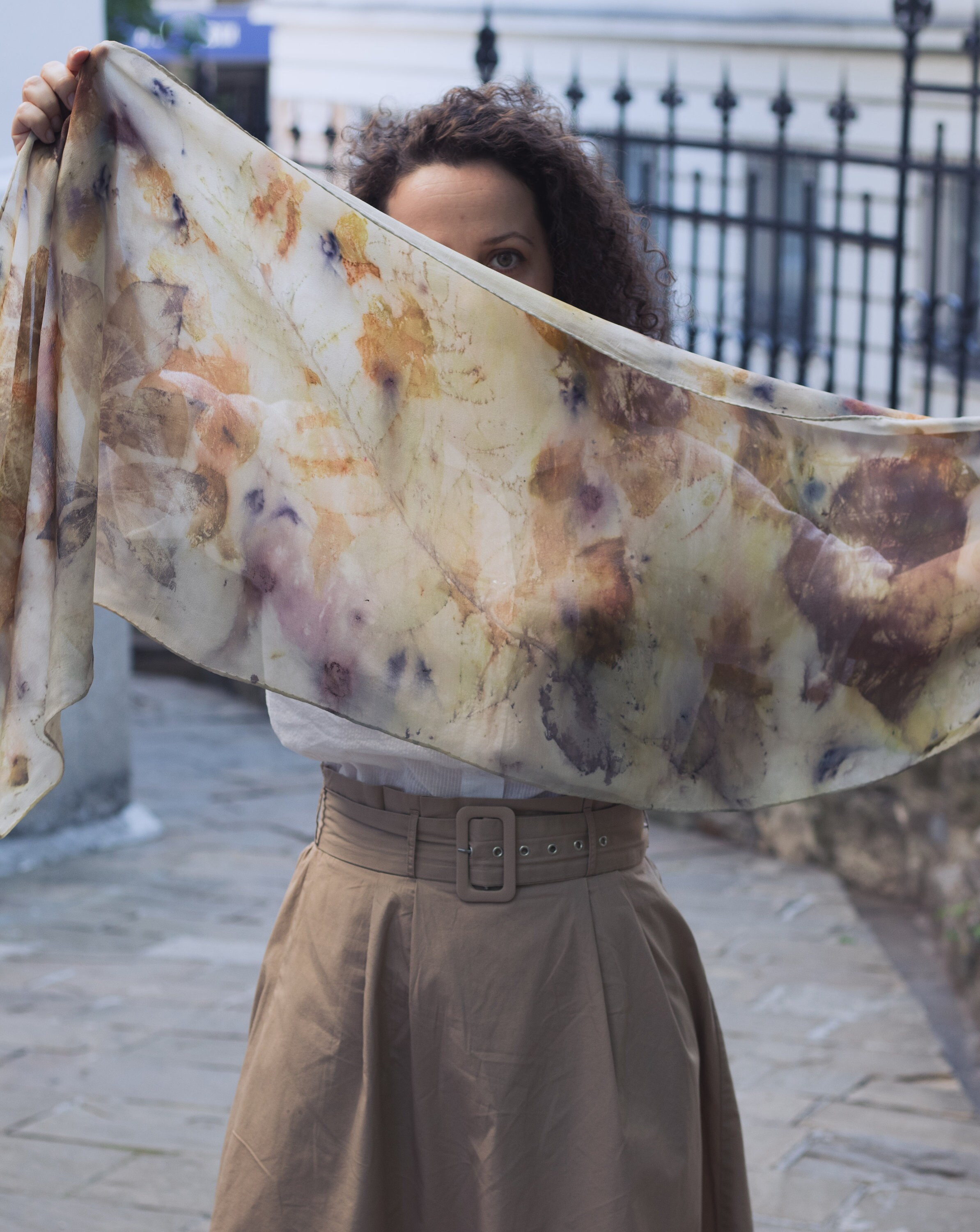 All Natural Eco Print Chiffon Silk Scarf Leaves Pattern Hand - Etsy