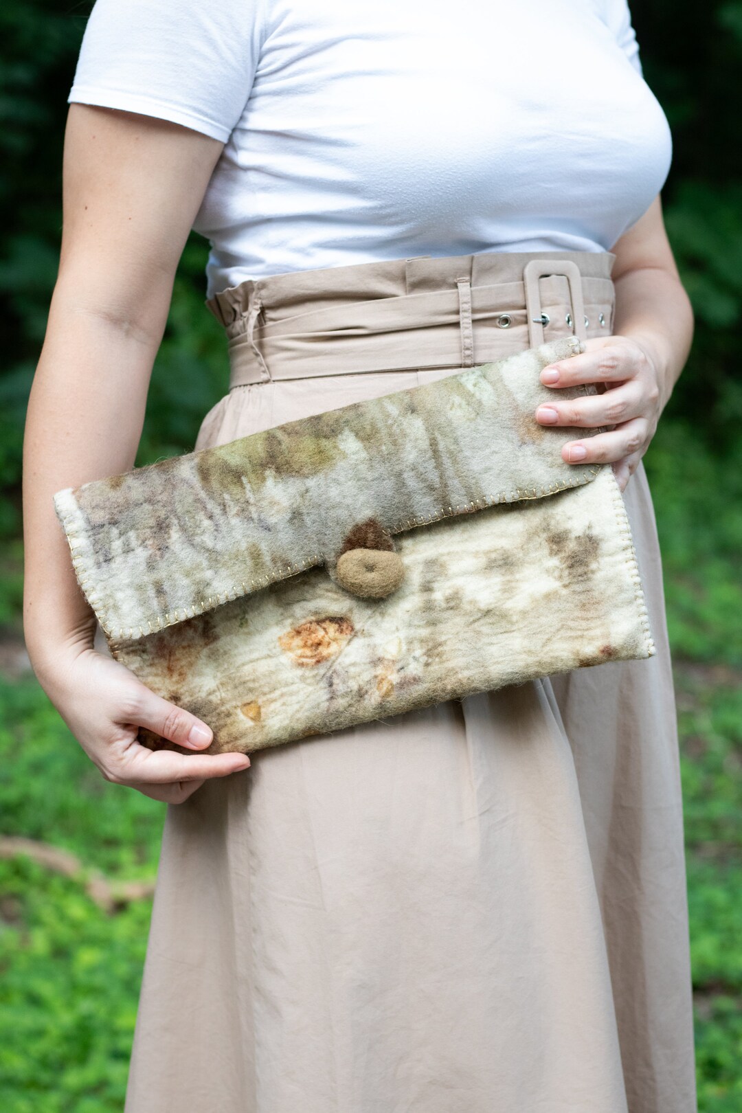 Small Clutch Bag, Felted Wool Handbag, Eco Print Bag, Wool Clutch, Hand ...