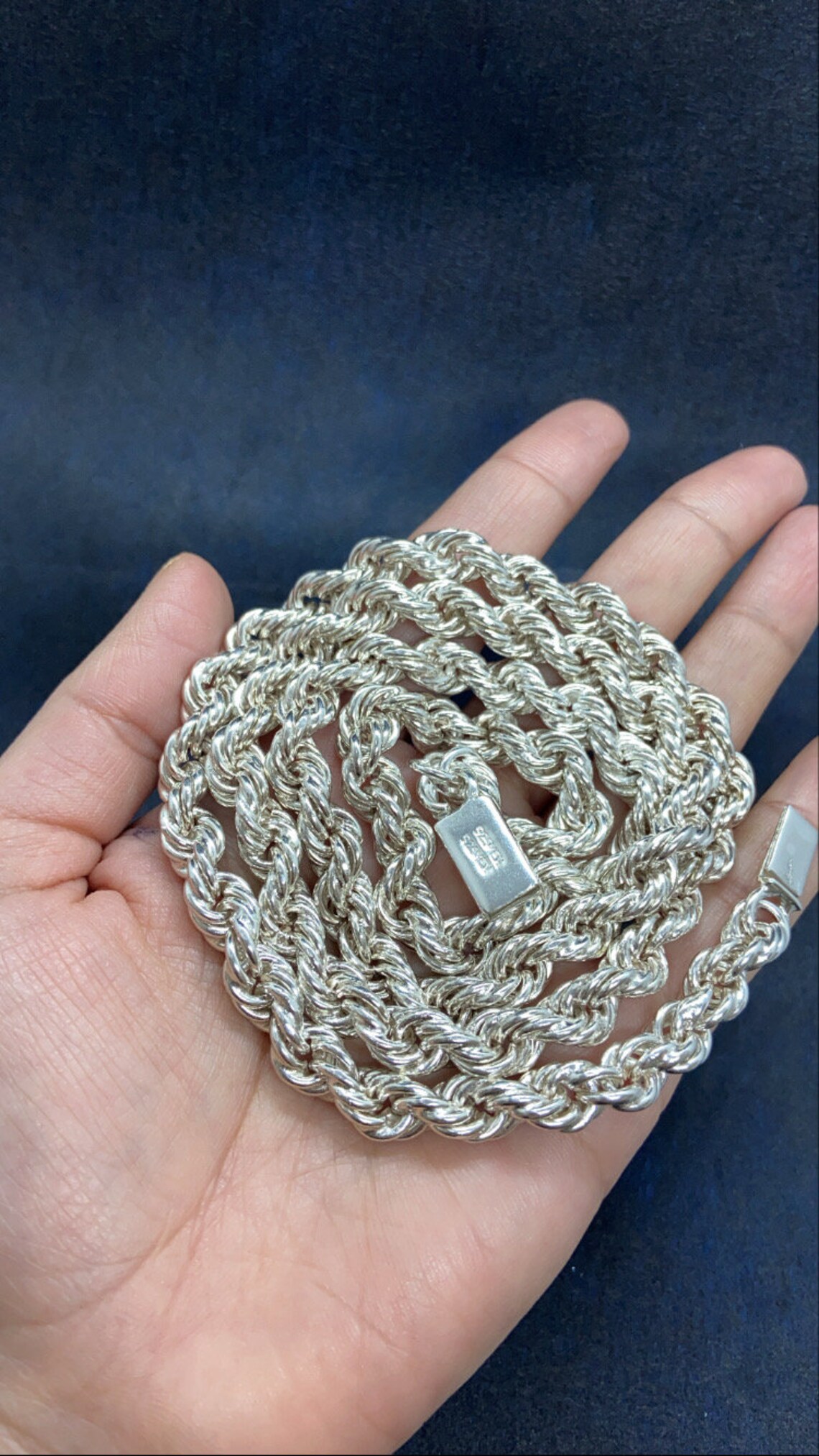 925S Silver Rope Chain Silver Chain Plata 925 Cadena Torsal - Etsy