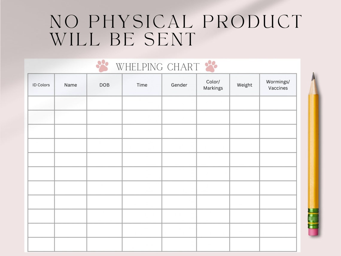 Whelping Chart - Etsy