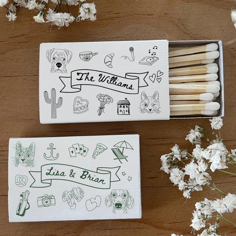 Custom Match Boxes Dog Wedding - Etsy
