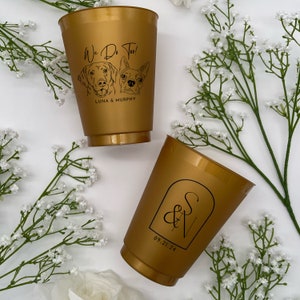 Custom Pet Portrait Wedding Frosted Cups, Custom Pet Illustration ...