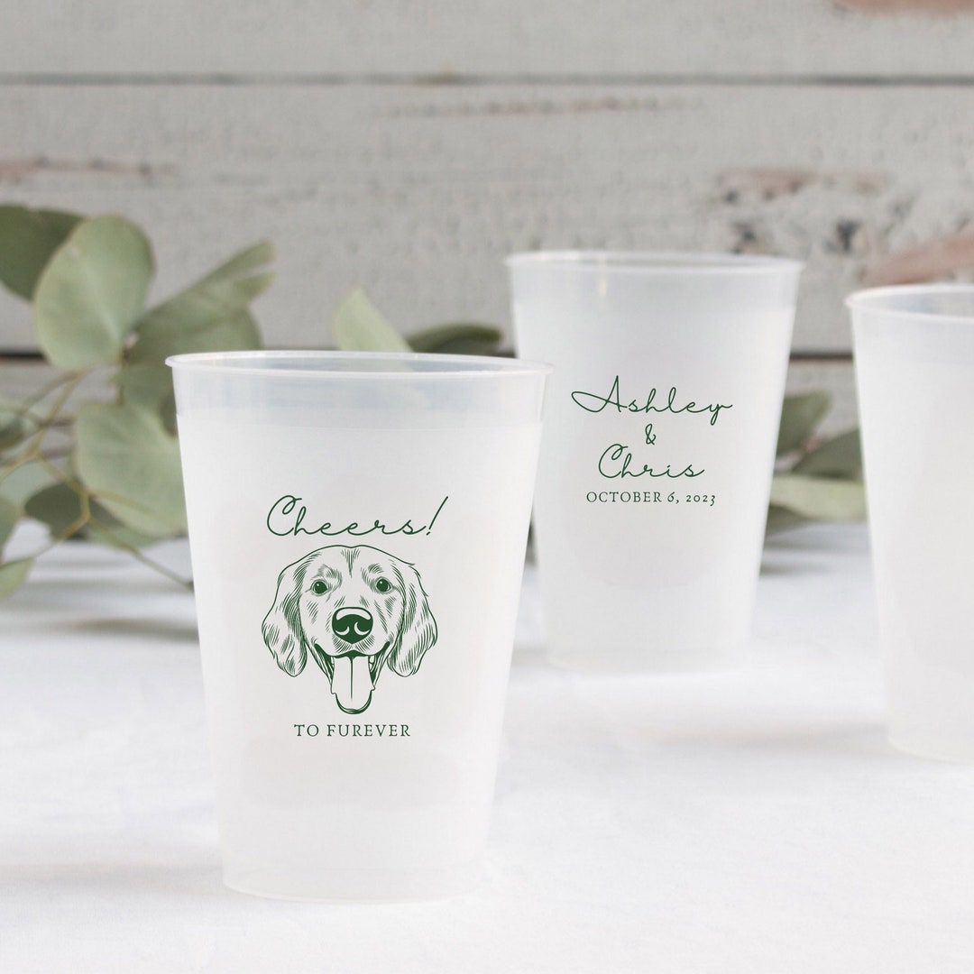 Custom Pet Portrait Wedding Frosted Cups, Custom Pet Illustration ...