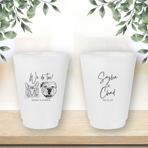Custom Pet Portrait Wedding Frosted Cups, Custom Pet Illustration ...