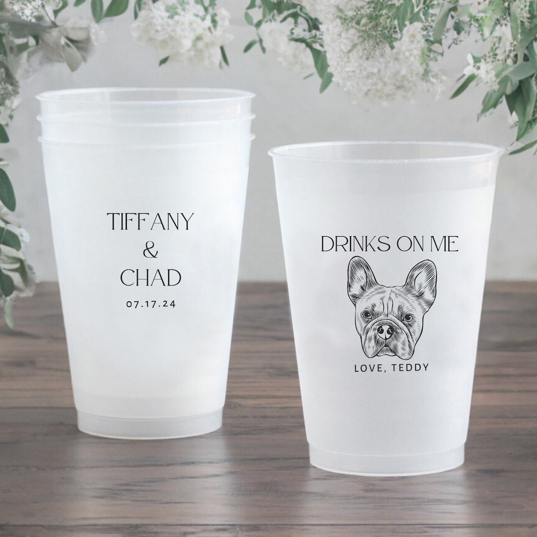 Custom Pet Portrait Wedding Frosted Cups, Custom Pet Illustration ...