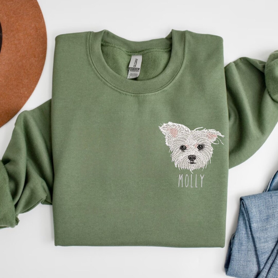 Custom EMBROIDERED Pet Face Portrait Sweatshirt,custom Pet Gift, Dog ...