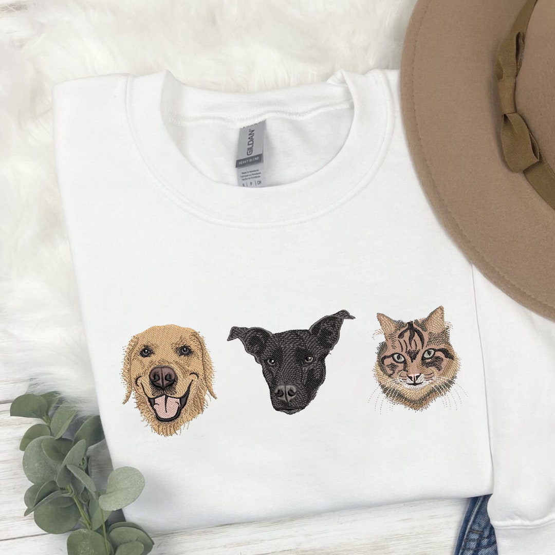 Custom EMBROIDERED Pet Face Portrait Sweatshirt,custom Pet Gift, Dog ...