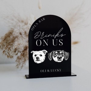 Custom Digital 2 Pet Portrait Wedding Sign, Personalized Open Bar Sign ...