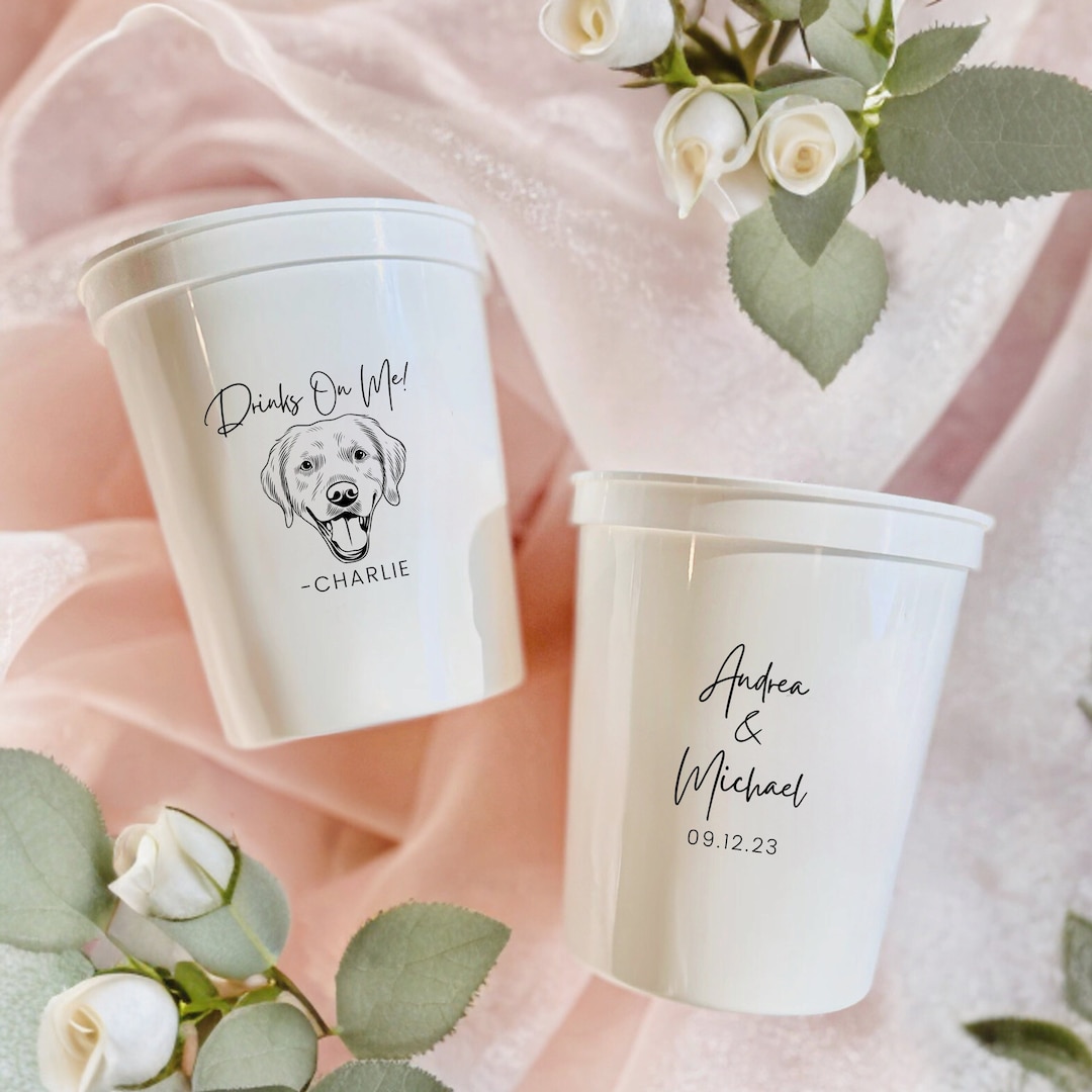Custom Pet Portrait Wedding Stadium Cups, Custom Pet Illustration ...