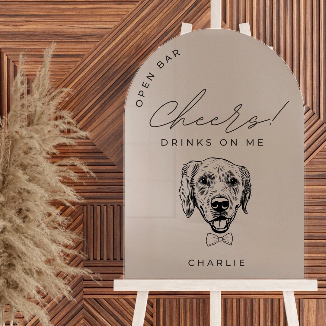 Custom Digital 1 Pet Portrait Wedding Sign, Personalized Open Bar Sign ...