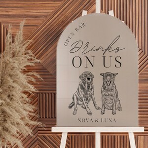 Custom Digital Pet Portrait Wedding Sign, Personalized Open Bar Sign ...