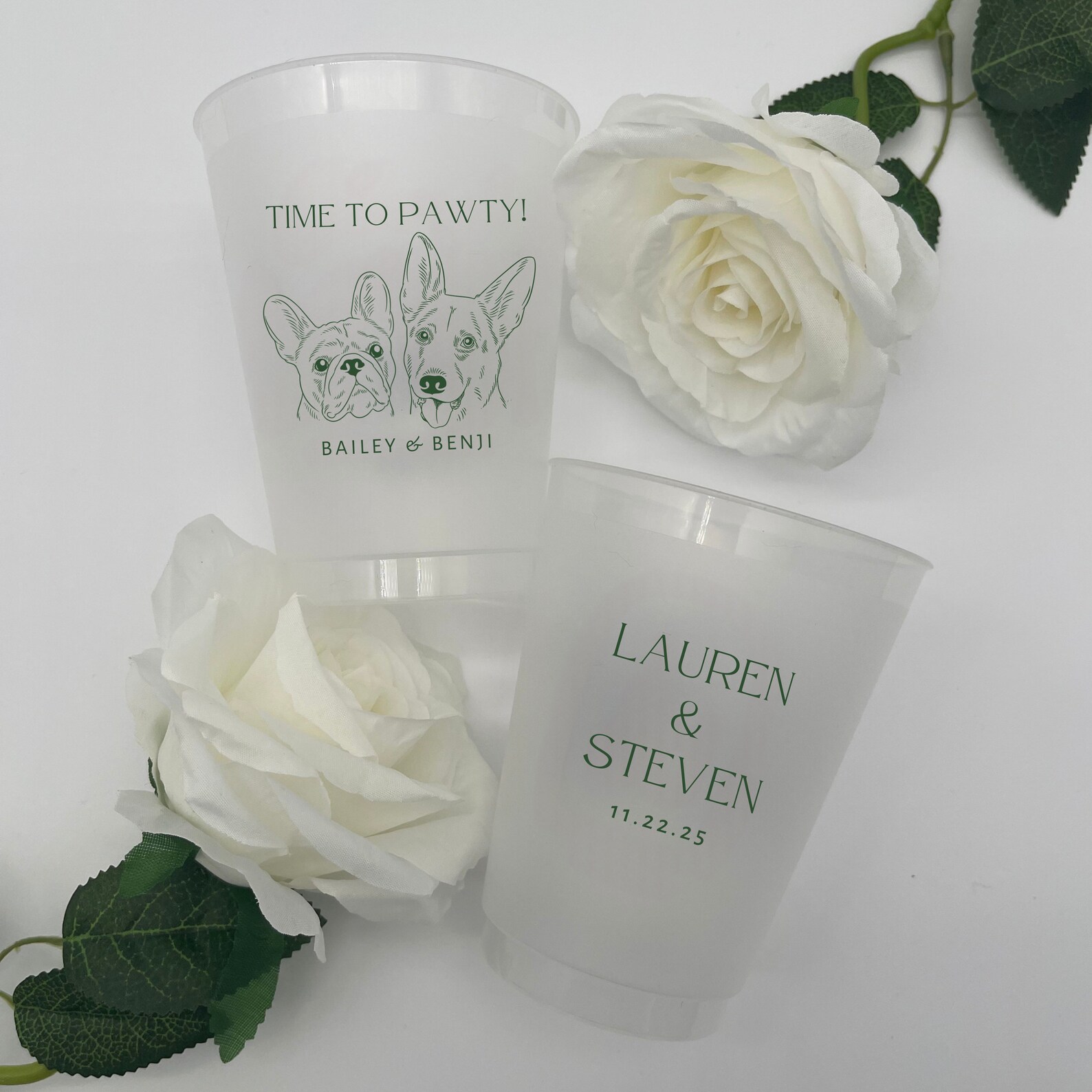 Custom Pet Portrait Wedding Frosted Cups, Custom Pet Illustration ...
