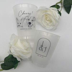 Custom Pet Portrait Wedding Frosted Cups, Custom Pet Illustration ...