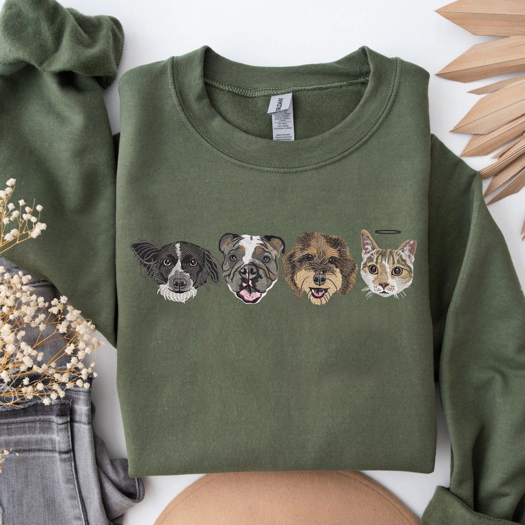 Custom EMBROIDERED Pet Face Portrait Sweatshirt,custom Pet Gift, Dog ...