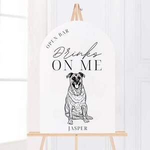 Custom Digital Pet Portrait Wedding Sign, Personalized Open Bar Sign ...