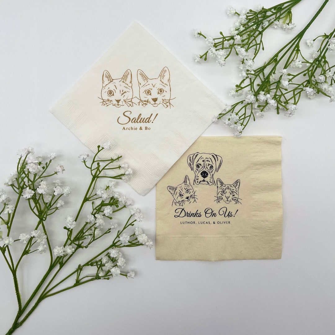Custom Pet Cocktail Napkins, Dog Wedding Napkins, Custom Pet Cocktail ...