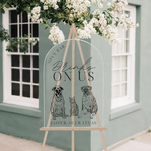 Custom Digital Pet Portrait Wedding Sign, Personalized Open Bar Sign ...
