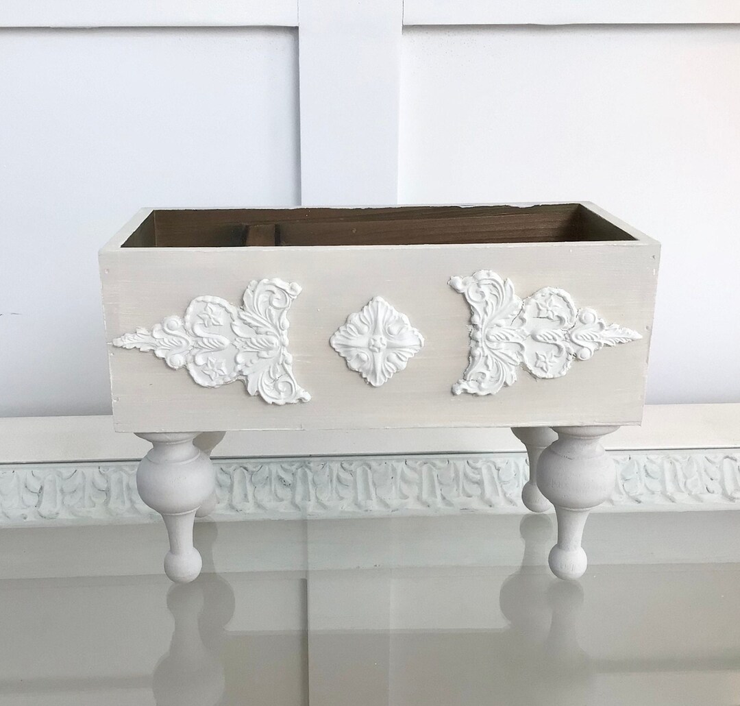 Table Riser. Wood Crate, Decorative Wood Box With Turned Legs and Hand ...