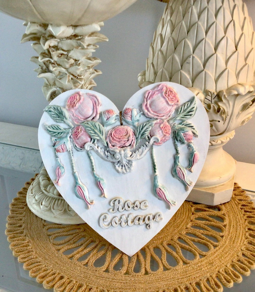 Heart Wood Sign, Heart Plaque, Rose Cottage Sign, French Country Decor ...