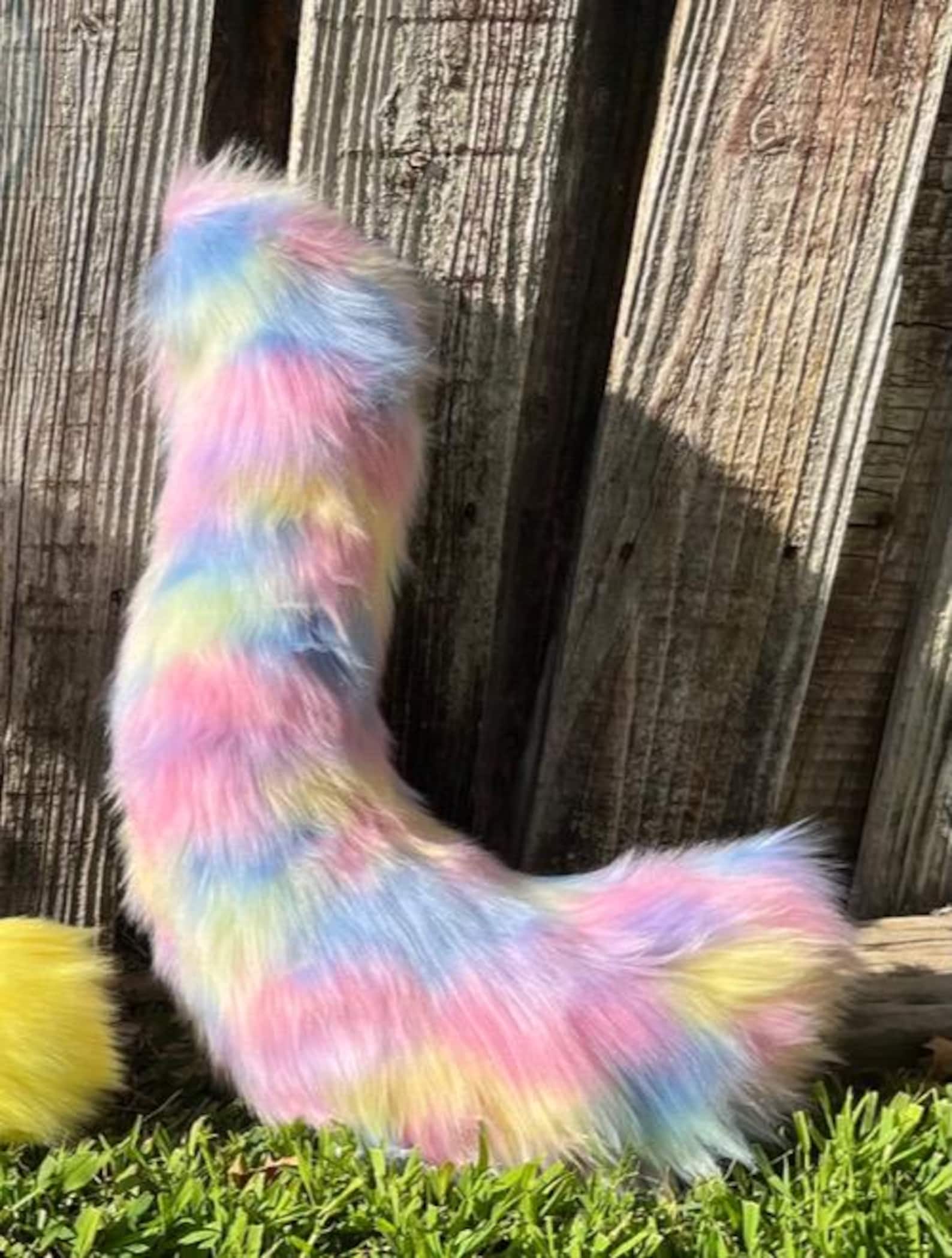 Rainbow Cotton Candy Fursuit Tails - Etsy