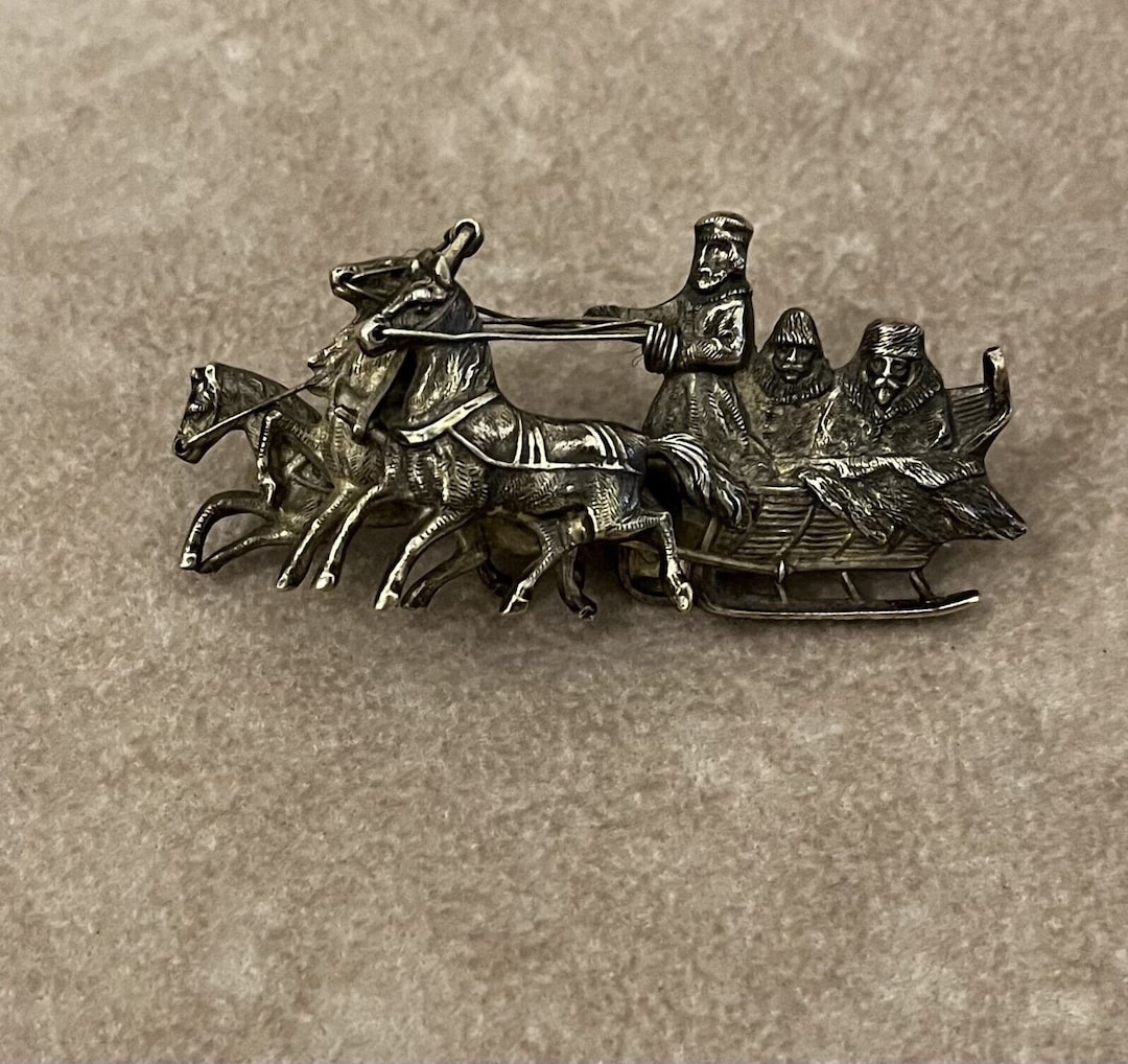 Antique 1800's Russian Solid Silver Troika Cossack Brooch - Etsy