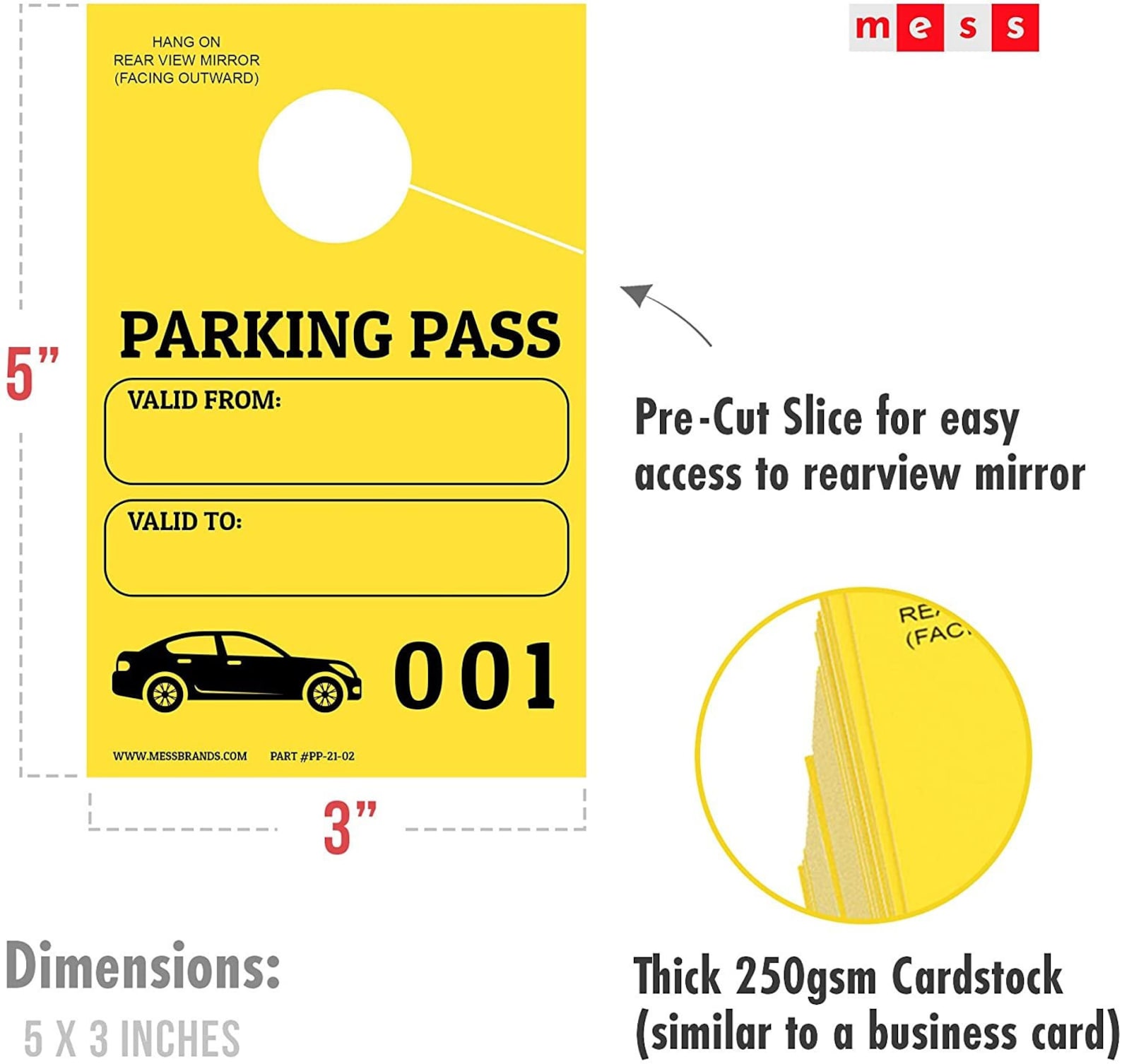 Parking Permit Hang Tags (001-500 Numbered) Parking Pass Hangtags ...