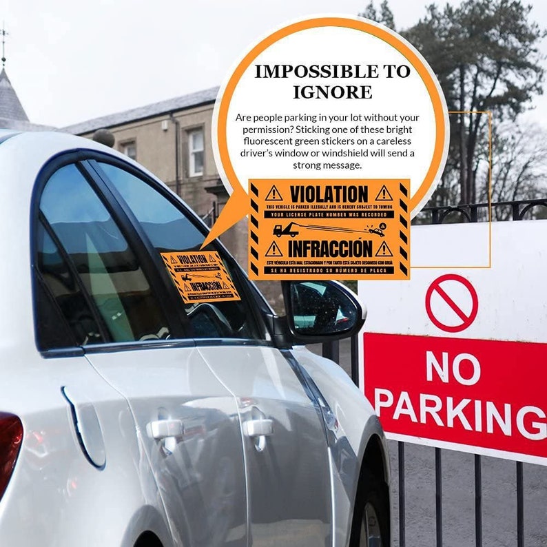 Parking Violation Stickers for Vehicles (orange) 8"x5"- 100 Insanely ...