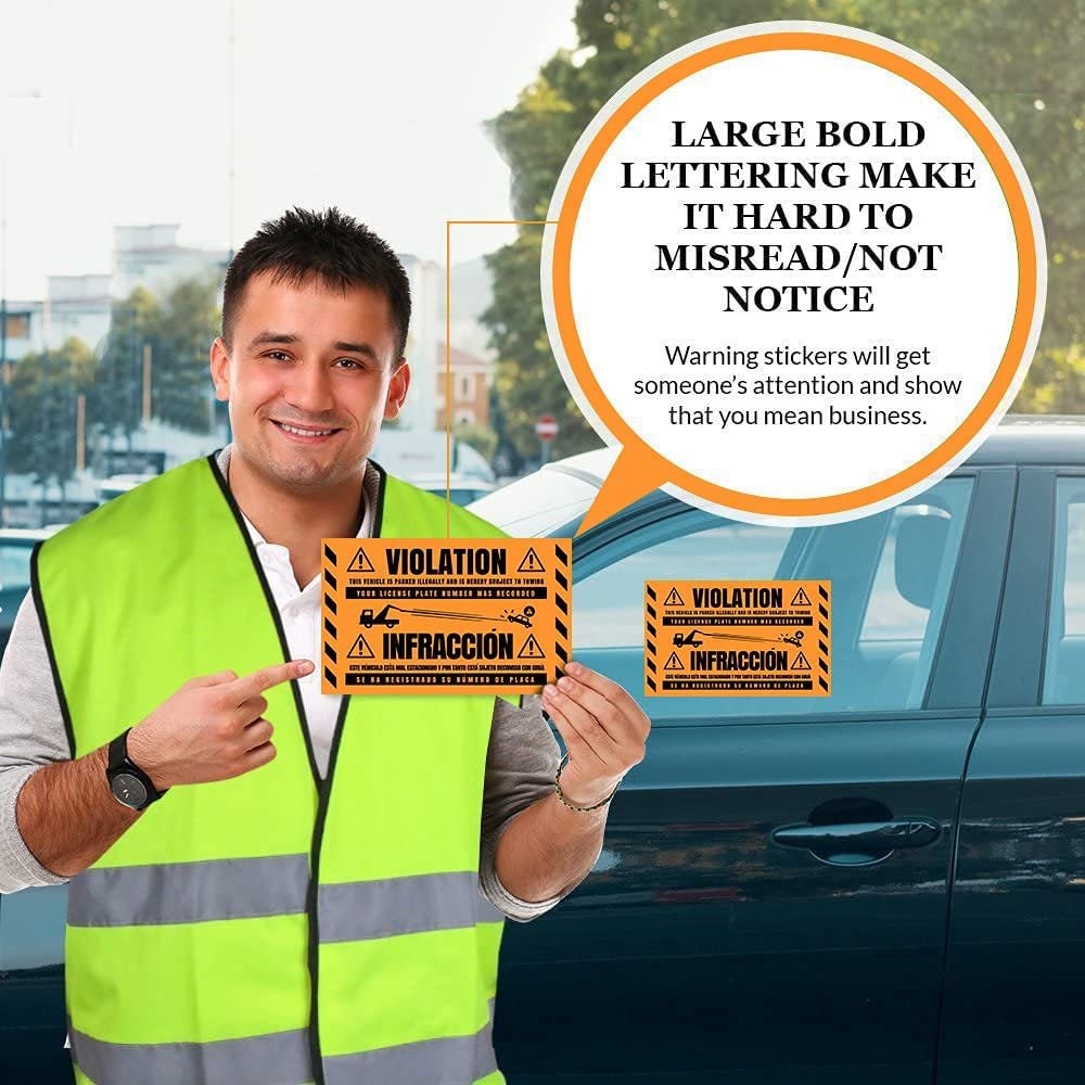 Parking Violation Stickers for Vehicles (orange) 8"x5"- 100 Insanely ...