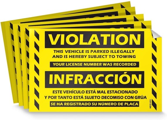 Parking Violation Stickers for Vehicles yellow | Etsy
