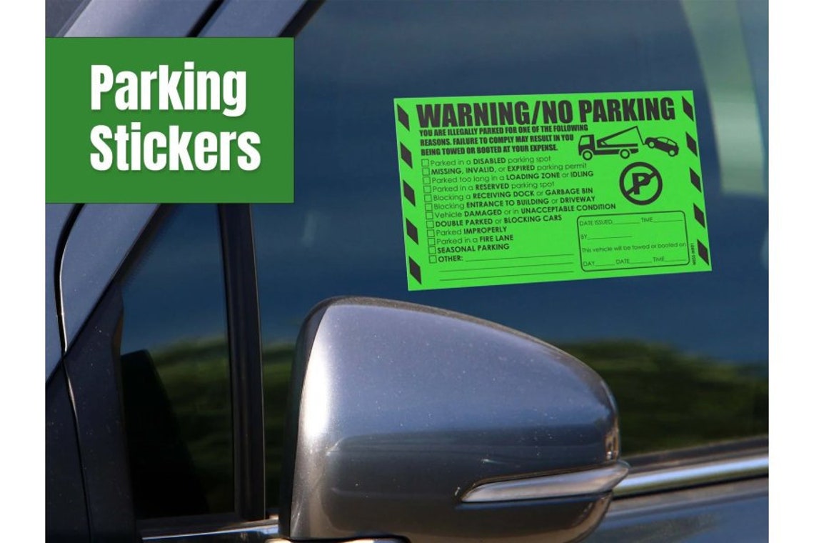 Parking Violation Stickers for Vehicles (green) 8"x5"- 100 Insanely ...