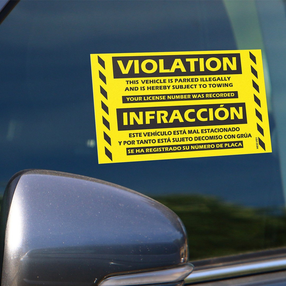 Parking Violation Stickers for Vehicles (yellow) 8"x5" Spanish - 100 ...