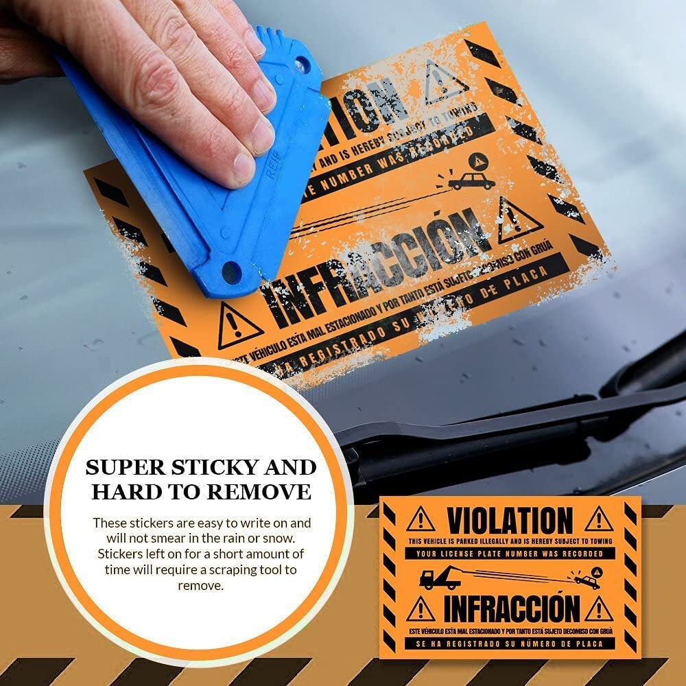 Parking Violation Stickers for Vehicles (orange) 8"x5"- 100 Insanely ...