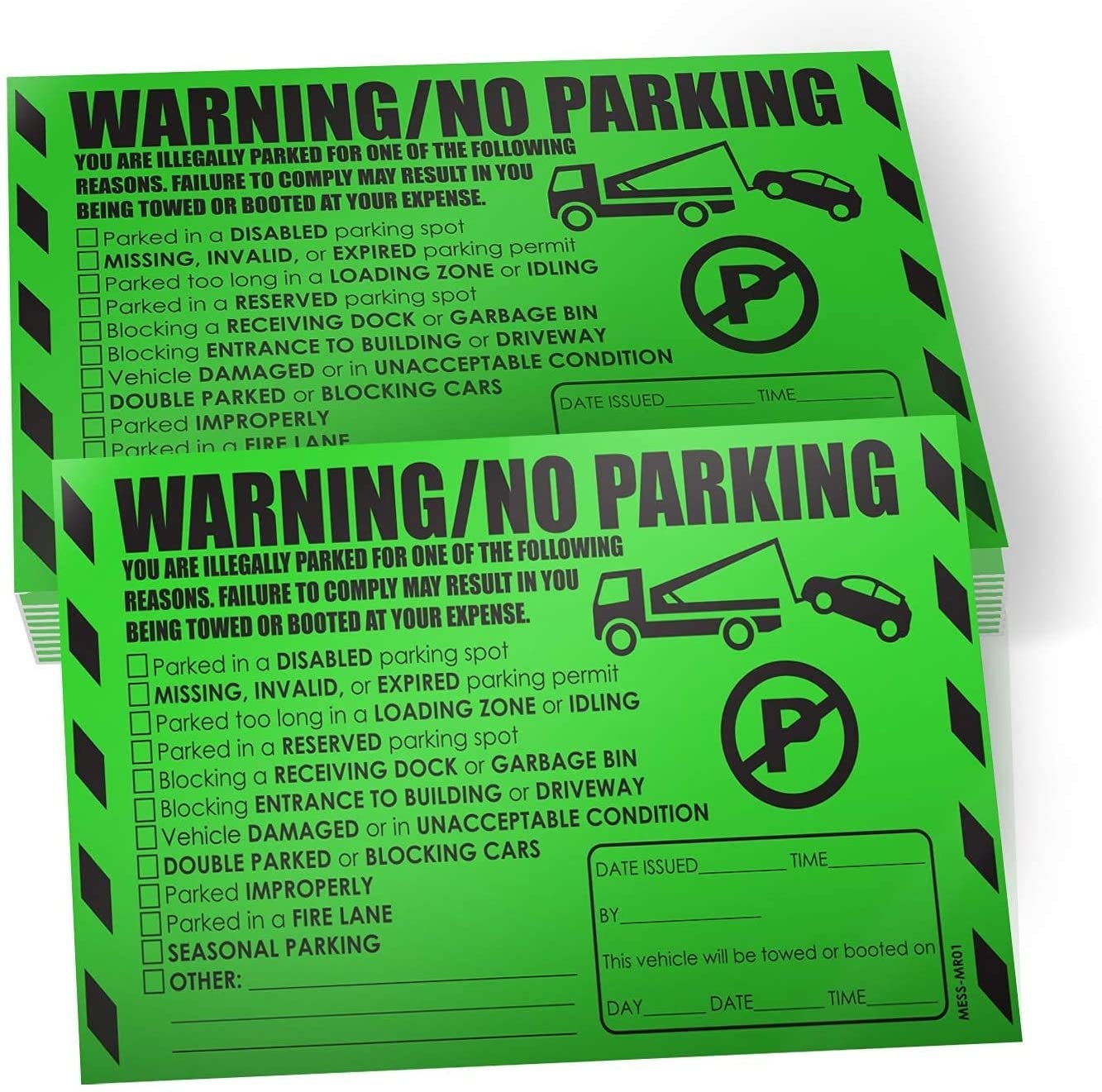Parking Violation Stickers for Vehicles (green) 8"x5"- 100 Insanely ...
