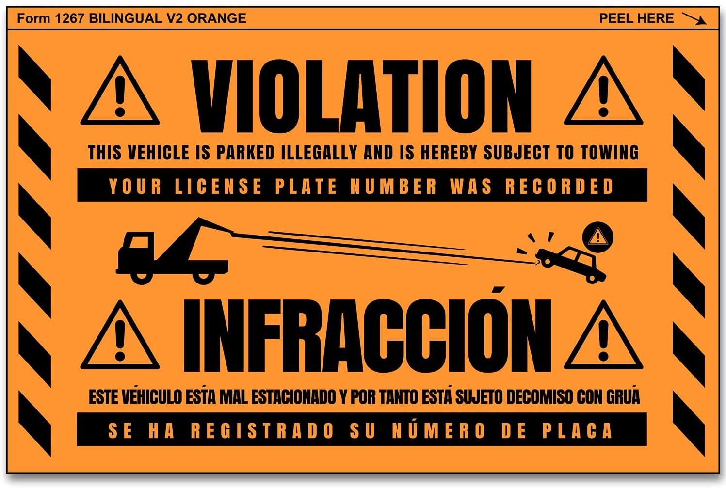 Parking Violation Stickers for Vehicles (orange) 8"x5"- 100 Insanely ...