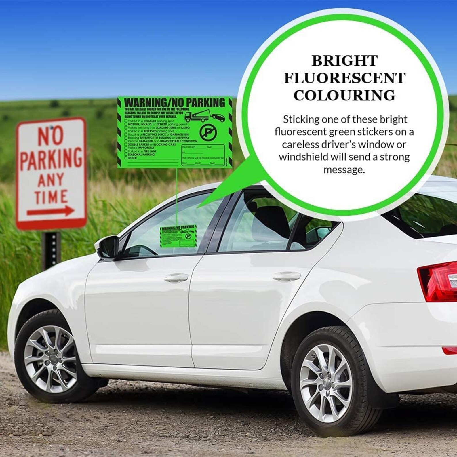 Parking Violation Stickers for Vehicles (green) 8"x5"- 100 Insanely ...