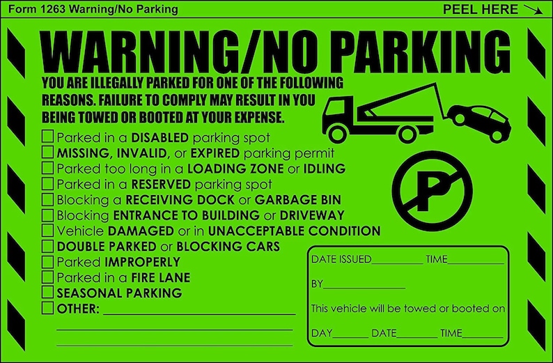 Parking Violation Stickers for Vehicles green 8x5 100 Insanely Sticky ...