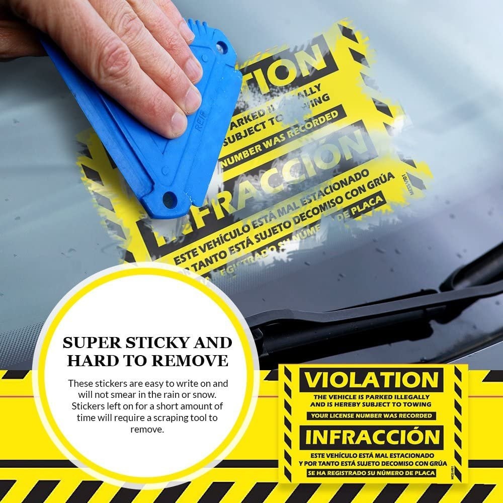 Parking Violation Stickers for Vehicles yellow 8x5 Spanish 100 Insanely ...