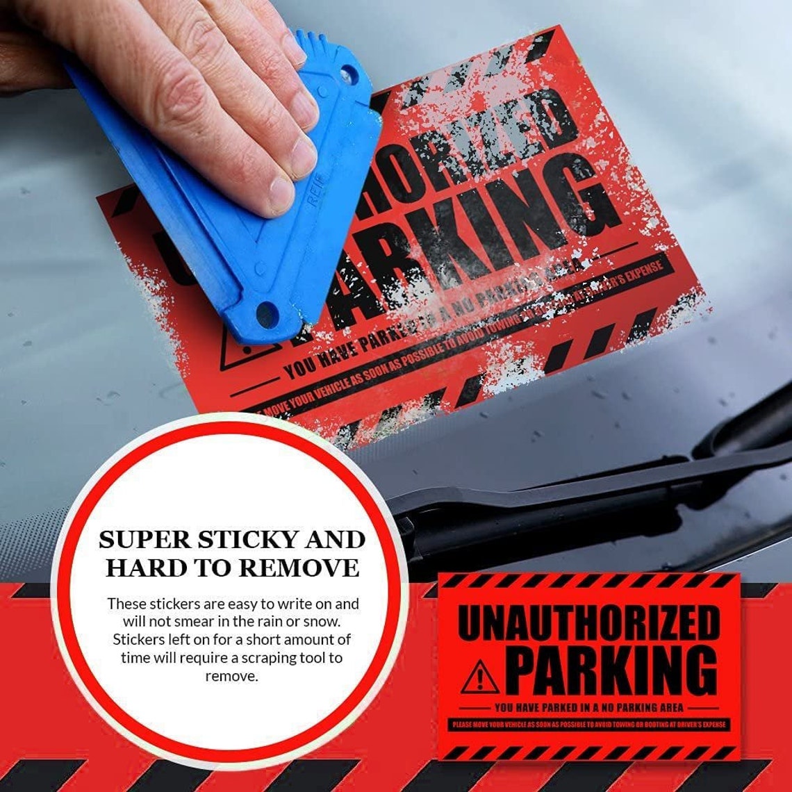 Parking Violation Stickers for Vehicles (red) 8"x5"- 100 Insanely ...