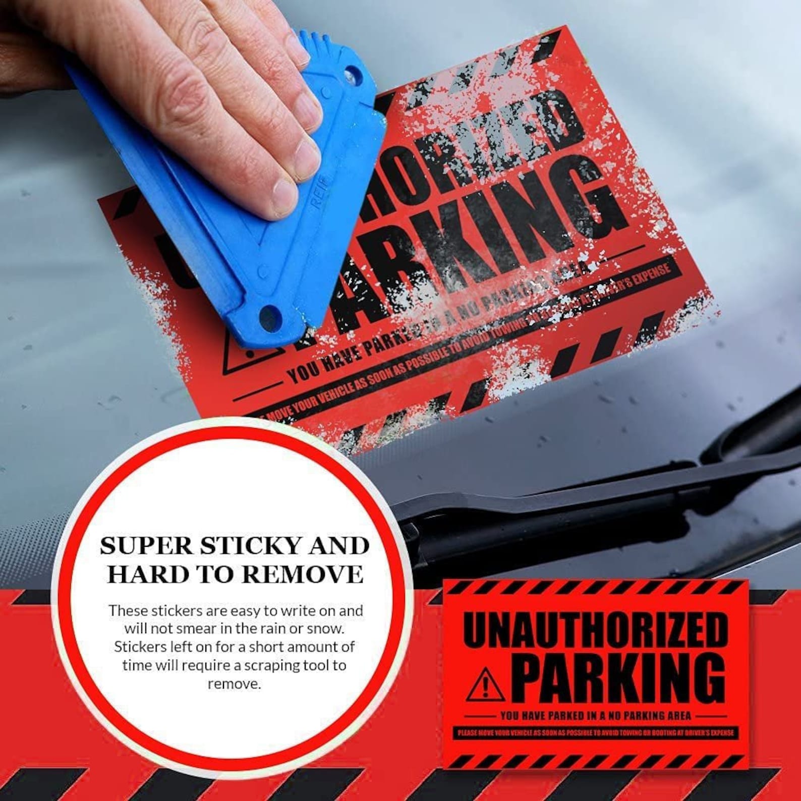 Parking Violation Stickers for Vehicles (red) 8"x5"- 100 Insanely ...